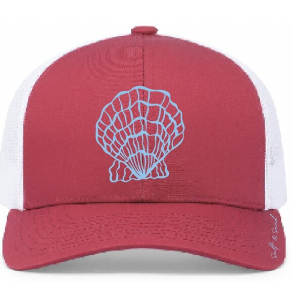 Accessories | Shell Trucker Snapback Cap Red White Coastal | Poshmark